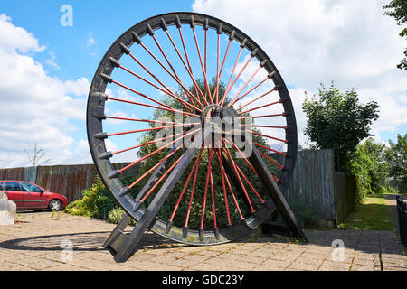 Colliery wheel at Miners Welfare Park, Bedworth, Warwickshire, England ...