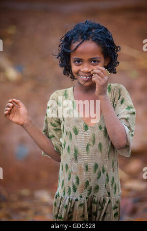 Portrait of a smiling ethiopian girl, Amhara Region, Lalibela, Ethiopia ...