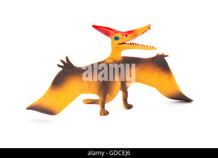 side view orange pterosaurs toy on a white background Stock Photo - Alamy