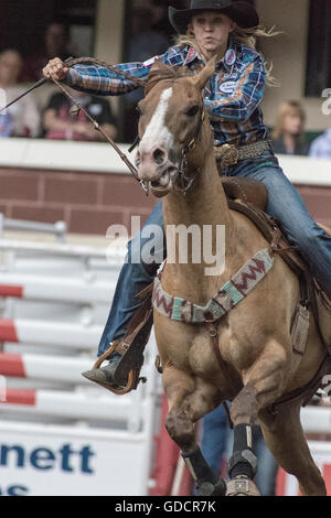 Ladies barrel racer at the Calgary Stampede Rodeo Stock Photo - Alamy