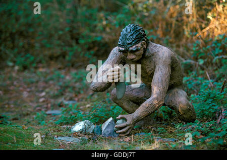 Prehistory, Prehistoric Man making Fire with Stones Stock Photo - Alamy