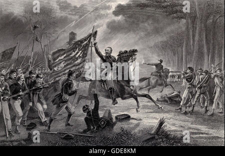 AMERICAN CIVIL WAR. General Kearney. Inset: Battle of Chantilly/Ox Hill ...