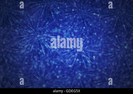 Classic vintage abstract millennium blue flower or firework with bokeh ...