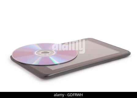 Compact disc on a tablet PC. Photo with clipping path Stock Photo - Alamy