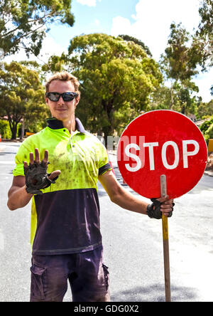 worker Traffic signs Stock Photo - Alamy