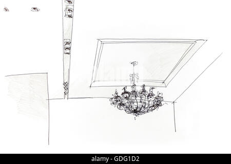 architectural hand drawing of ceiling light design at home Stock Photo ...