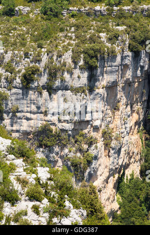 Blurred ancient river rocks in the Verdon Gorge in south-eastern France ...