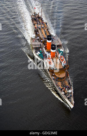 An aerial view of the Waverley Paddle Steamer in Harwich, Essex UK ...