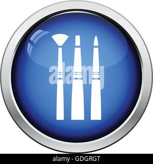Paint brushes set icon. Glossy button design. Vector illustration Stock ...