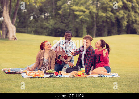 Best friends on picnic Stock Photo - Alamy