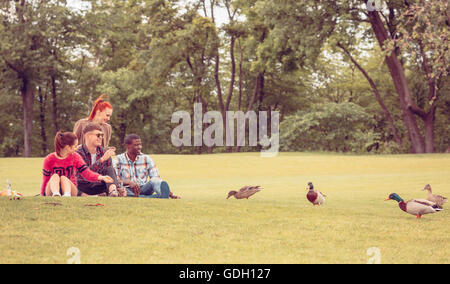 Best friends on picnic Stock Photo - Alamy