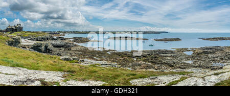 View of beach at Trearddur Bay on Anglesey Stock Photo, Royalty Free ...