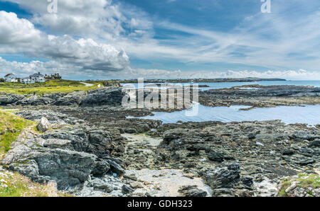 View of beach at Trearddur Bay on Anglesey Stock Photo, Royalty Free ...