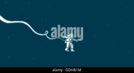 Astronaut Floating in Space Drawing Stock Photo - Alamy