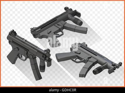 Vector illustration MP5 submachine gun isolated on white background ...