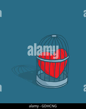 Illustration of trapped heart Stock Photo - Alamy