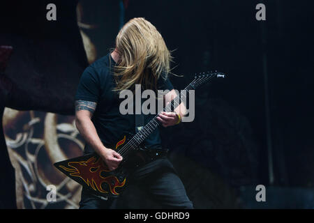 Olavi Mikkonen of Amon Amarth performs during the Mayhem Festival at ...