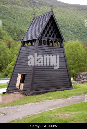 Borgund Stave Church and Bell Tower, Romanesque church from ca. 1180 ...