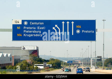 Traffic Sign over N1 highway towards Pretoria, Midrand, South Africa ...