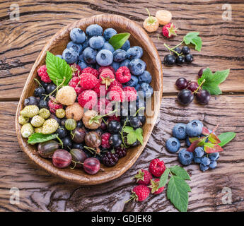 Red wild cherry berries on a tree surrounded by green leaves. High ...