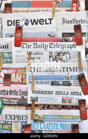 International newspapers for sale, Barcelona, Catalonia, Spain Stock ...