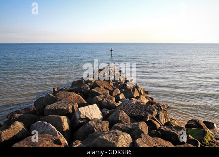 Rock armour sea defence groyne at the north end of the North Promenade ...