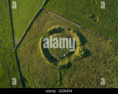 Aerial view of Arbor Low neolithic stone circle, Peak District Stock ...