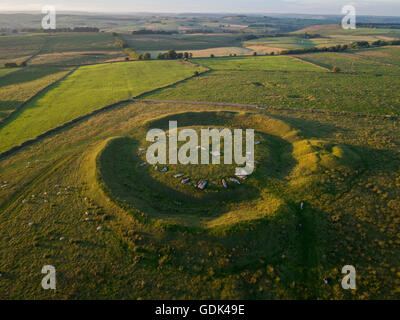Aerial view of Arbor Low neolithic stone circle, Peak District ...