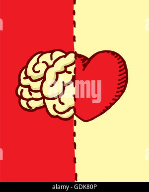 brain and heart cartoon Stock Photo - Alamy