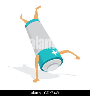 Cartoon illustration of energy battery balancing on a string Stock ...