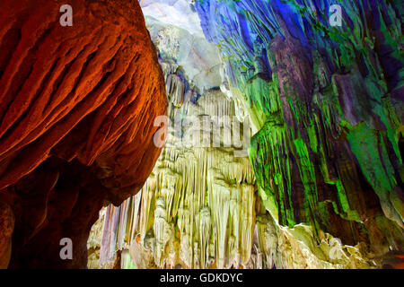 Stalactite and stalagmite in cave of Puerto Princesa subterranean ...