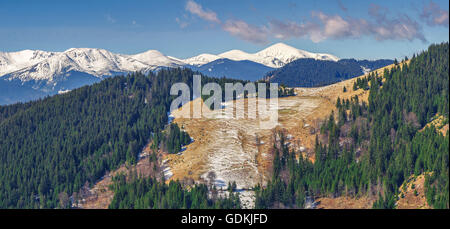 landscape, spring snow-capped mountain range Stock Photo - Alamy