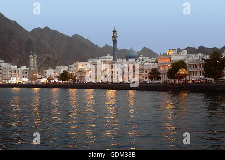 Mutrah port with persian style mosque. Muscat, Oman Stock Photo - Alamy