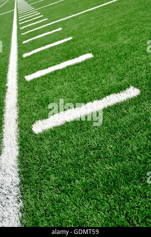 Sideline on American Football artificial turf field with hash marks ...