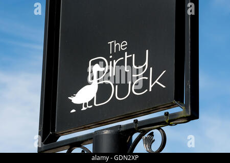 The Dirty Duck pub sign, Warwick University campus, Coventry, West ...
