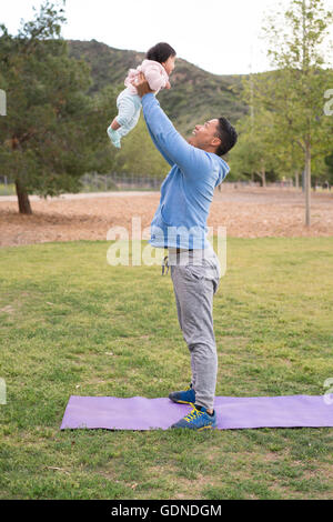 Child exercising with father real life dad and son relationship Stock ...
