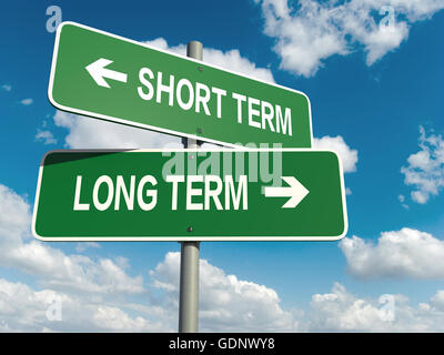 Road sign with short and long term word Stock Photo - Alamy
