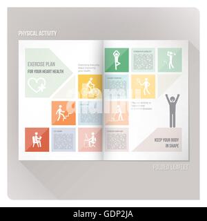 Physical activity plan with stick figures, exercises and text Stock ...