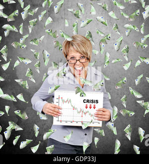 Falling Euro currency chart, collapse and crisis in Europe union ...