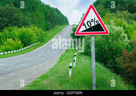 Caution Road Signs, Steep Slope Ahead, 17% Gradient Warning Sign ...