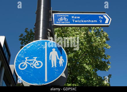 Cycle and pedestrian route sign in the UK Stock Photo - Alamy