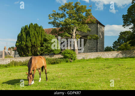 Norman church of St Wulfran's in Ovingdean village, England Stock Photo ...