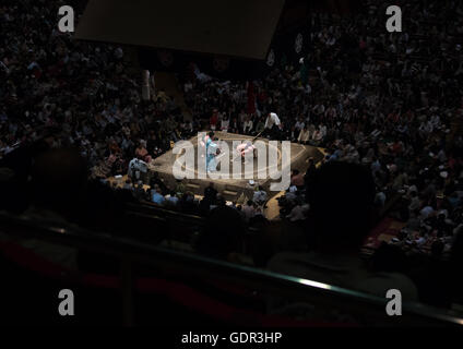 Overview image of the interior of the Ryogoku Sumo Arena during the ...