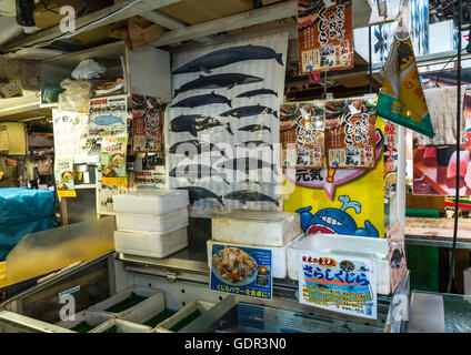 Whale shop at tsukiji fish market, Kanto region, Tokyo, Japan Stock ...