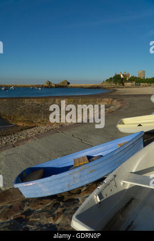 High Tide at La Rocque Harbour, Grouville, Jersey,Channel Islands Stock ...