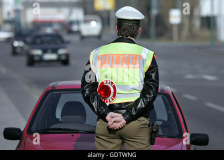 Police control, traffic speed control, police officer stops cars on a ...