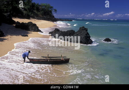 the beach of the village Moya on the Island of Anjouan on the Comoros ...
