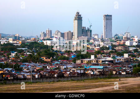 Aerial view of Cebu City low and high rise buildings looking north ...