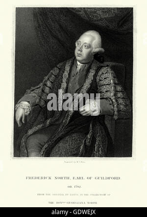 Lord Frederick North - portrait. British Prime Minister from 1770 ...