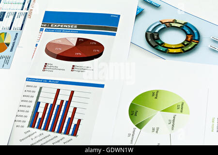 Business graph analysis report. Accounting, on the documents lay ...